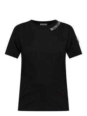 Moncler Embroidered Logo Short-sleeve T-shirt - Black