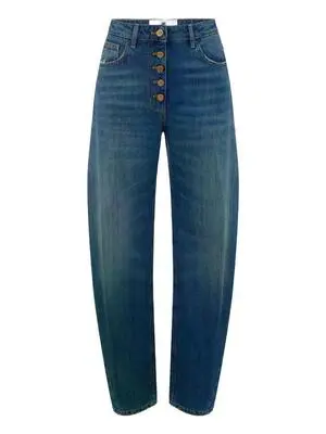 Elisabetta Franchi Balloon Jeans With Jewel Buttons - Blue