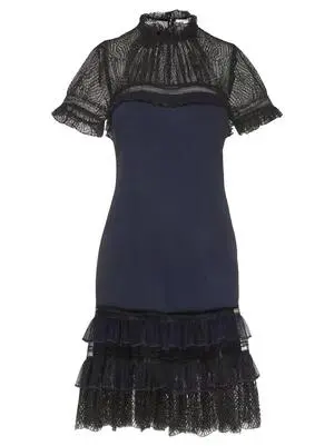 Simkhai Short-sleeve Tulle-layered Mini Dress - Blue