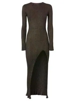 Missoni Ribbed Metallic-thread Dress - Brown