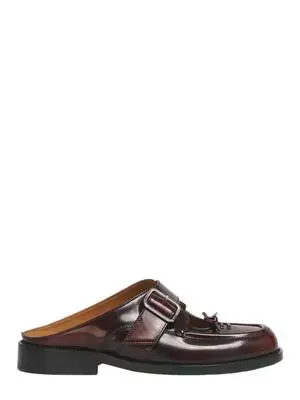 Marni Burgundy Leather Sabots - Red