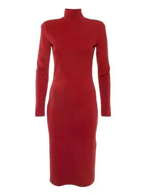 Dsquared2 Long Sleeve Turtleneck Midi Dress - Red