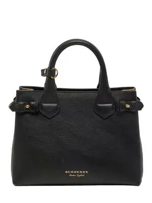 Burberry Small Banner Leather Tote Bag - Black
