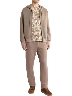 Etro Knit Jacquard Hooded Sweatshirt With Arnica Motif - Neutrals