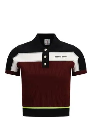 Casablanca Striped Knit Polo Shirt - Multicolour
