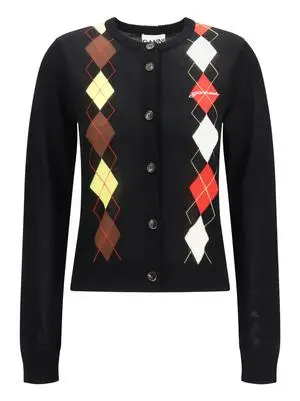 GANNI Diamond-pattern Cardigan - Black
