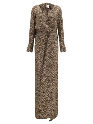 SA SU PHI SA SU PHI Leopard-Print Crêpe De Chine Maxi Dress Beige