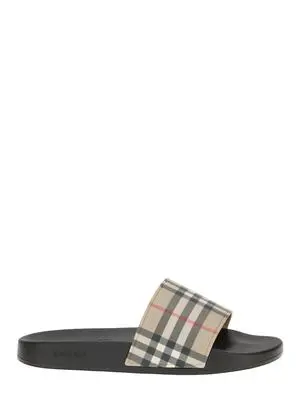 Burberry Check Slides - Black