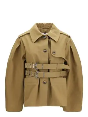 GANNI Belted Canvas Jacket - Beige