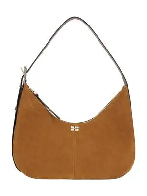 GANNI Suede Effect Shoulder Bag - Brown
