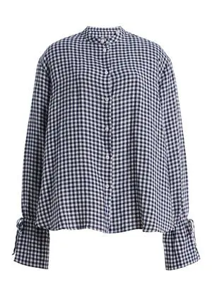 WITH NOTHING UNDERNEATH Gingham Linen Shirt - Navy