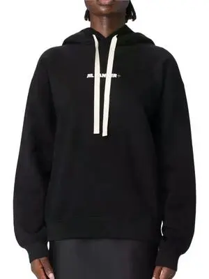JIL SANDER Logo Print Hoodie - Black