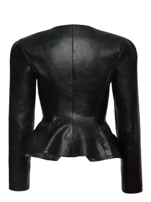 Magda Butrym Leather Peplum Jacket - Black