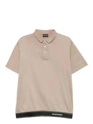 Emporio Armani Logo-trim Polo Shirt - Neutrals