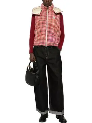 Moncler Houndstooth Padded Gilet - Neutrals