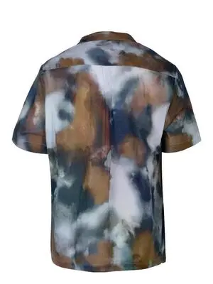Altea Abstract-print Short-sleeves Shirt - Blue