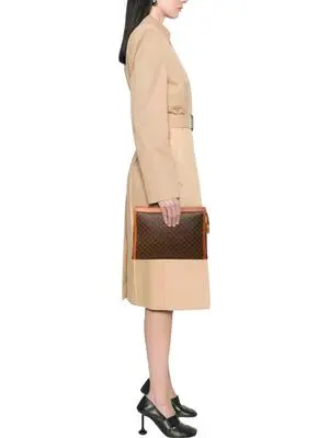 Celine Macadam Coated Canvas Clutch Bag - Brown