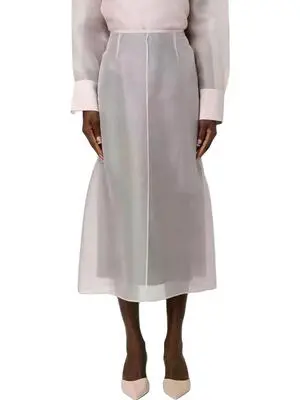 Agnona Sheer Silk Midi Skirt - Pink