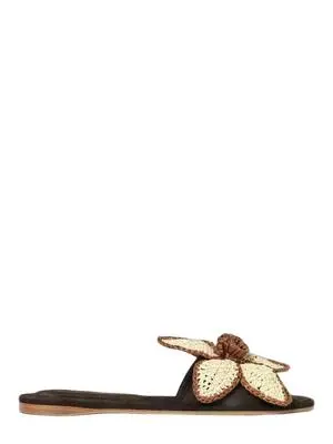 PALOMA BARCELO Raffia-flower Suede Sandals - Brown