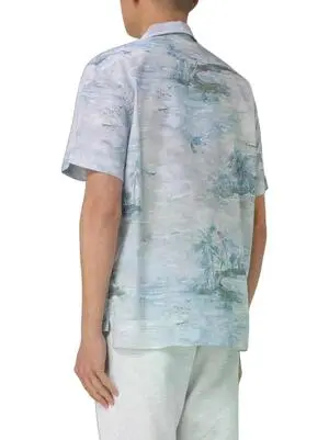 Eleventy Graphic-print Short-sleeve Shirt - Blue