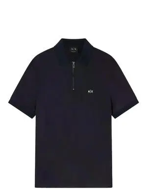 Armani Exchange Logo-embroidered Zip-up Polo Shirt - Blue