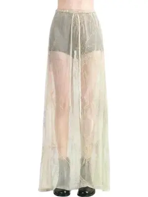 ANN DEMEULEMEESTER Embroidered Wrap Maxi Skirt - Neutrals