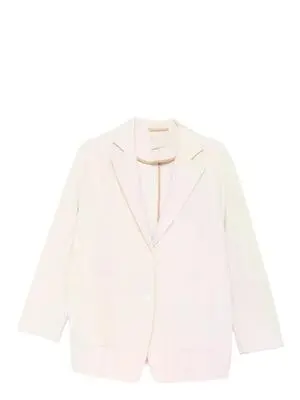 Momoni Mindy Herringbone Weave Notched Lapel Blazer - Neutrals