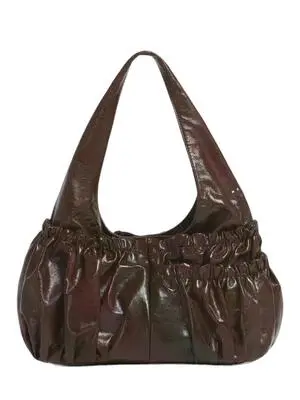 Marni Gathered Leather Bag - Brown