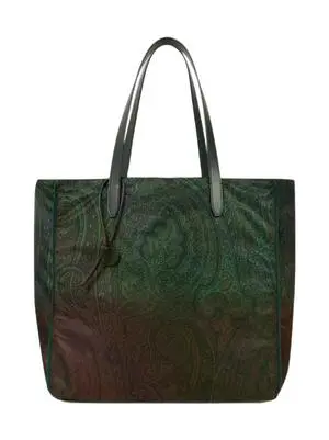 Etro Unfold Me Nylon Tote Bag With Degradé Arnica Motif - Green