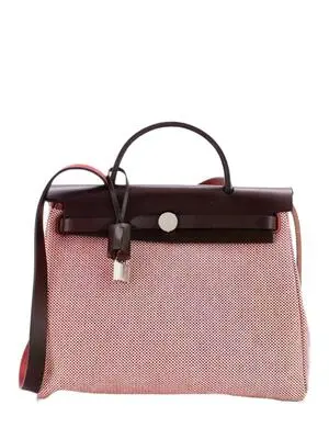 Hermès Herbag Zip Criss Viking Toile And Leather 31 Shoulder Bag - Red