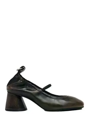 ALOHAS Rhiane Leather Square-toe Mary Jane Pumps - Brown