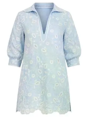 Simkhai Freya Embroidered Mini Dress - Blue