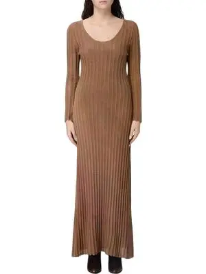 Fabiana Filippi Ribbed Knit Maxi Dress - Brown