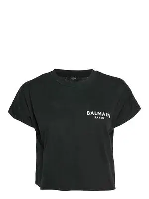 Balmain Logo Print Cropped T-shirt - Black