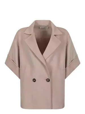 Max Mara Double-breasted Short-sleeve Coat - Neutrals