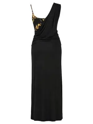 Versace Baroque Print Draped Maxi Dress - Black