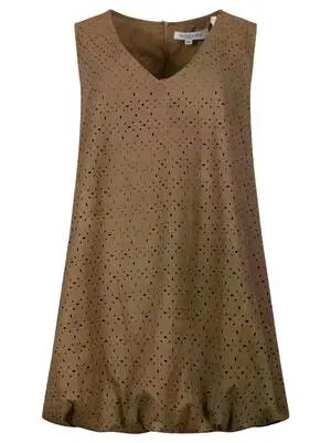 GIOVANNI PARIS Broderie Anglaise Bubble Hem Dress - Brown