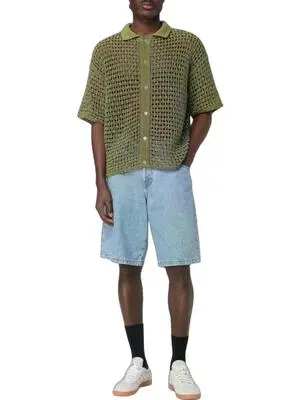 BONSAI Crochet-knit Short-sleeve Shirt - Green