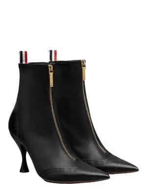 Thom Browne Wingtip Leather Ankle Boots - Black