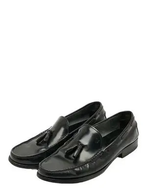 TOD'S Leather Tassel Fringe Loafers - Black