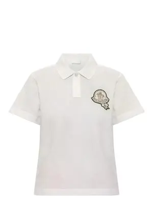 Moncler Logo Patch Piqué Polo Shirt - Neutrals