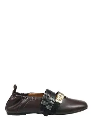 GANNI Buckle-strap Ballet Flats - Brown