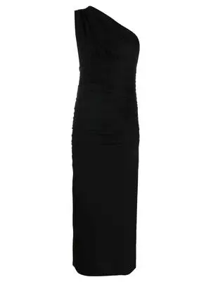 Herve Leger One-shoulder Ruched Jersey Maxi Dress - Black