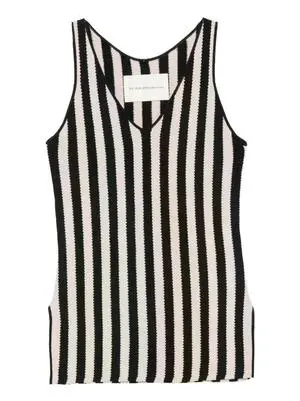 BY MALENE BIRGER Hallie Striped V-neck Top - Black