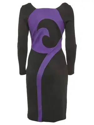 Versace Abstract Pattern Long Sleeve Midi Dress - Black