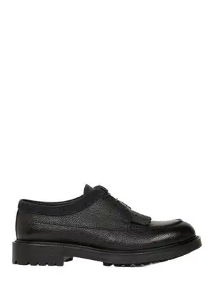 Etro Grained Leather Lace-up Loafers With Paisley Detail - Black