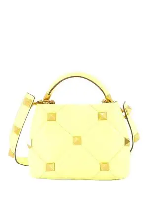 Valentino Garavani Roman Stud Quilted Leather Small Satchel - Yellow
