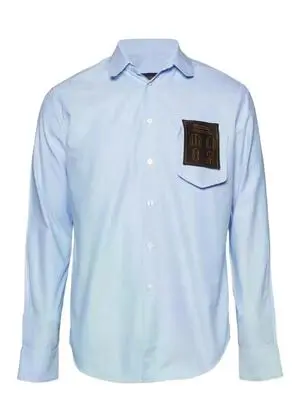 LOUIS VUITTON Graphic-patch Long-sleeve Shirt - Blue