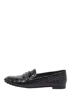 Tory Burch Croc-embossed Leather Loafers - Black