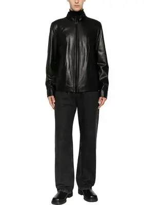SERGIO MORETTI FIRENZE Zip-up Leather Jacket - Black